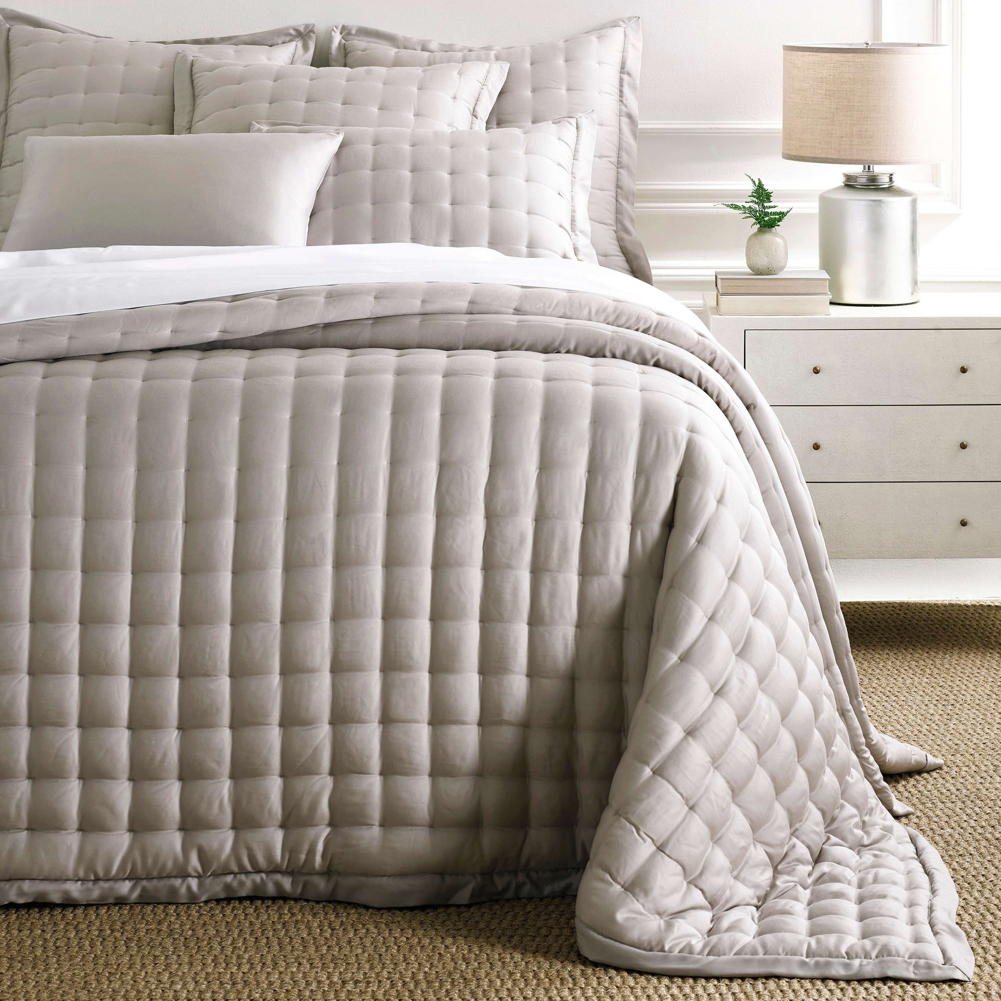 Silken Solid Grey Puff – Maison Roseaux